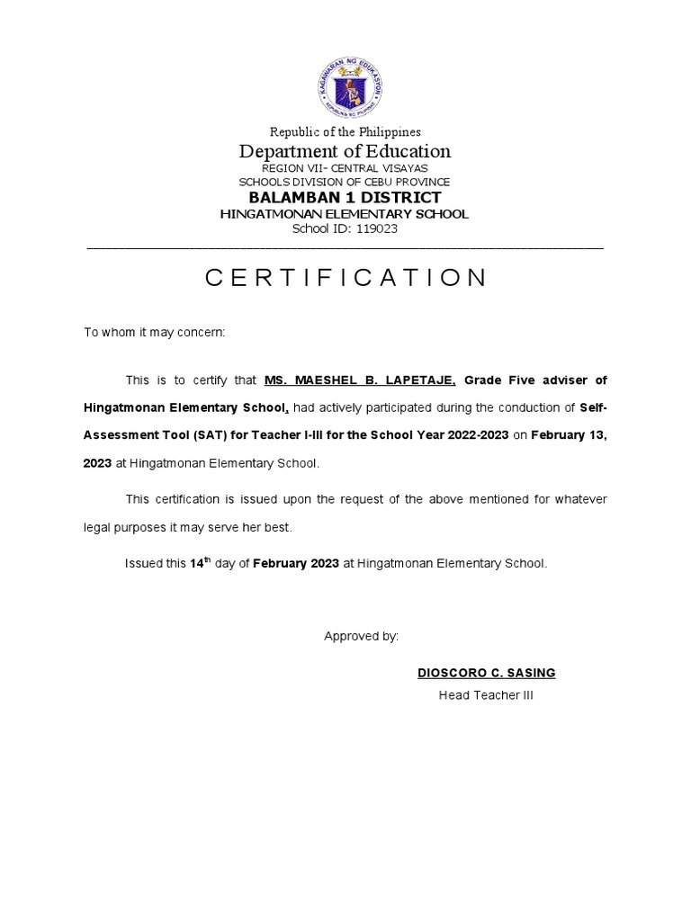 SAT Certification | PDF