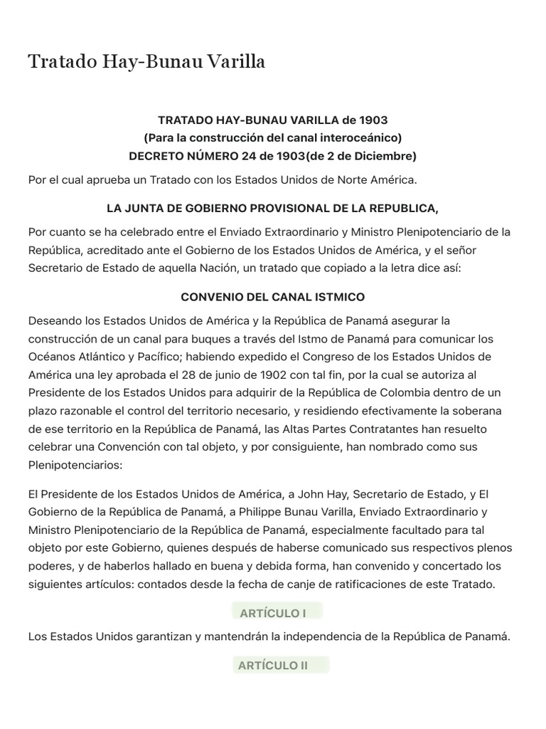 Hay Bunau Varilla | PDF | canal de Panama | Panamá