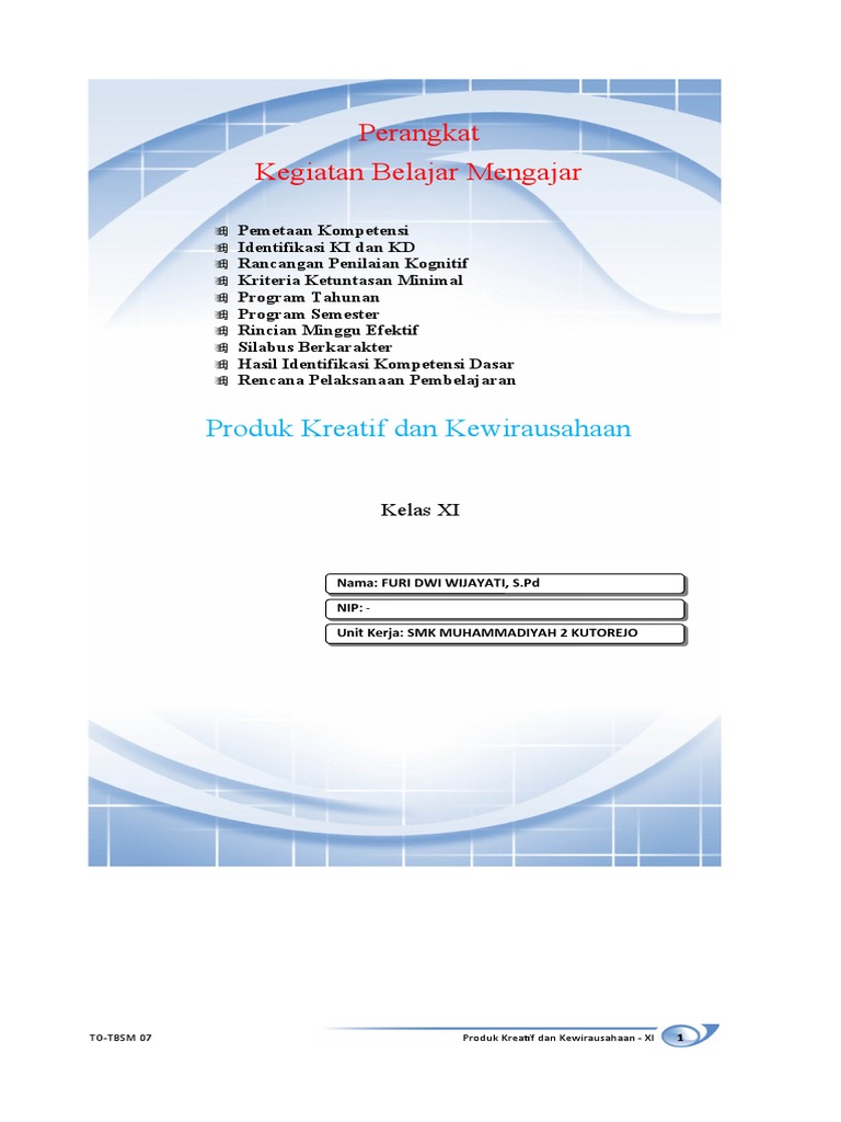 Produk Kreatif Dan Kwu 11 | PDF