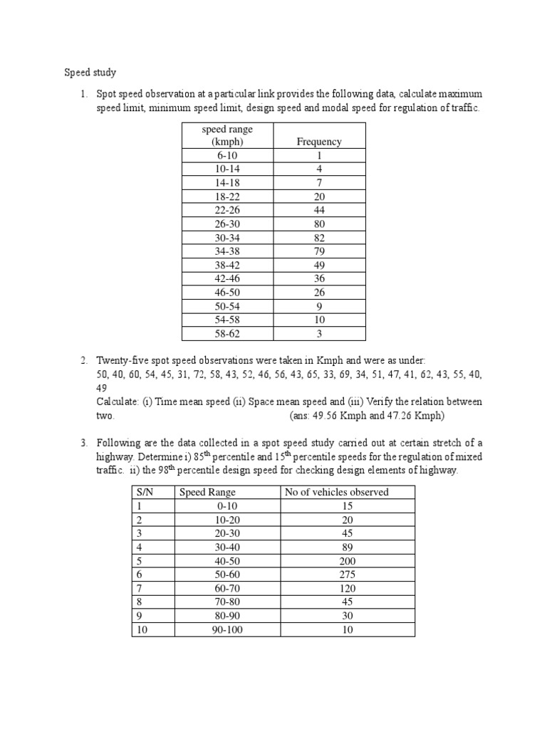 Speed Study Tutorials | PDF | Traffic | Mean
