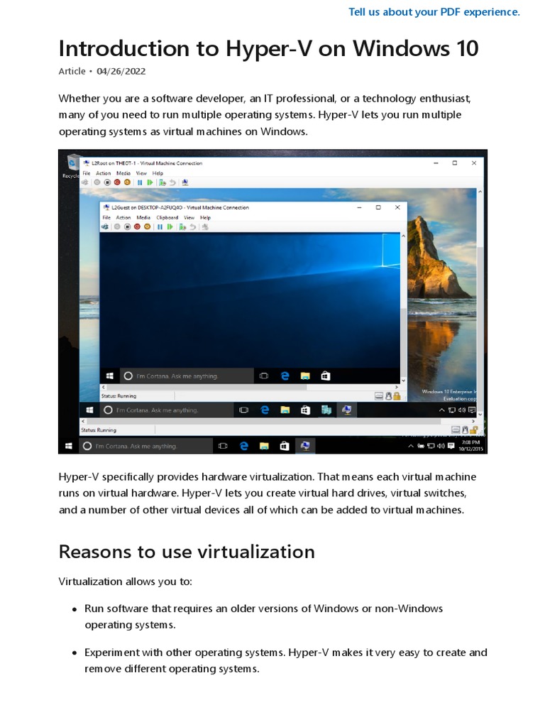 Virtualization Hyper V On Windows | PDF | Hyper V | Windows 10