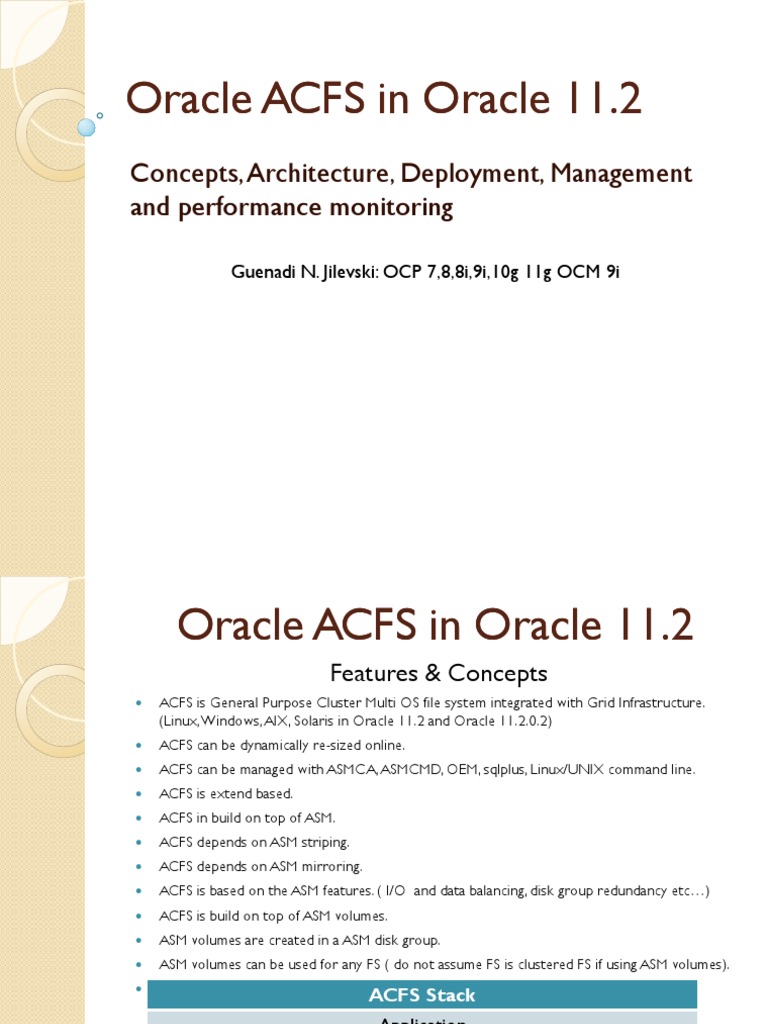 17 Oracle Acfs In Oracle 112 Pdf Replication Computing