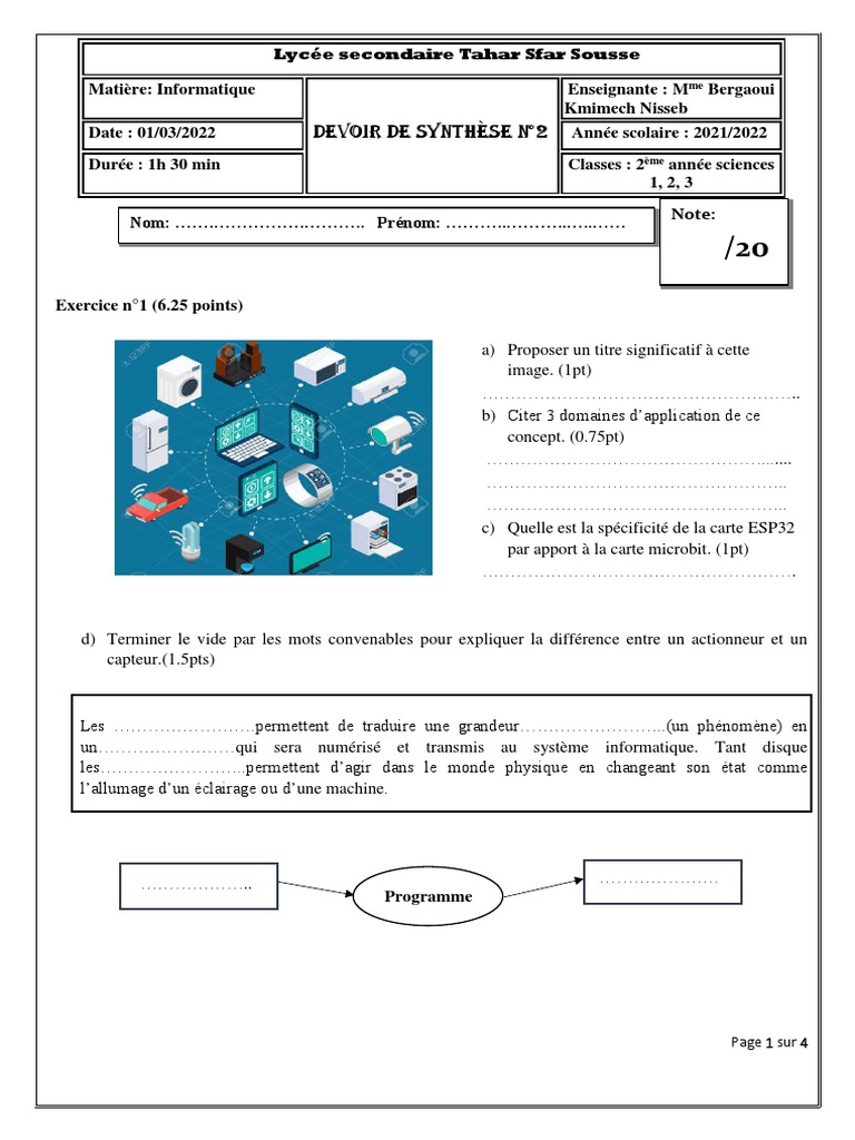 Devoir Informatique 2ème Année Science | PDF | Structure de contrôle | USB