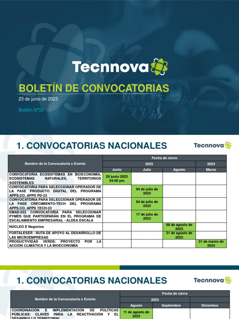 Boletin de Convocatoris Junio 2023 Tecnova | PDF | Iniciativa ...
