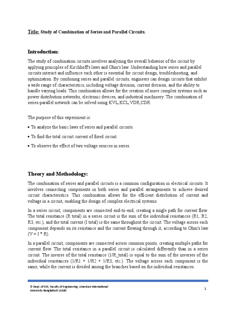 DC-Lab Report 03 | PDF | Electrical Network | Series And Parallel Circuits