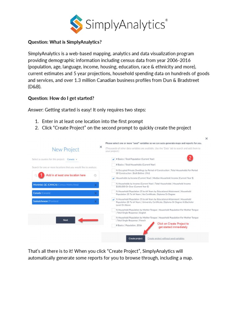 SimplyAnalytics Canada FAQ Sheet - NP | PDF | Census