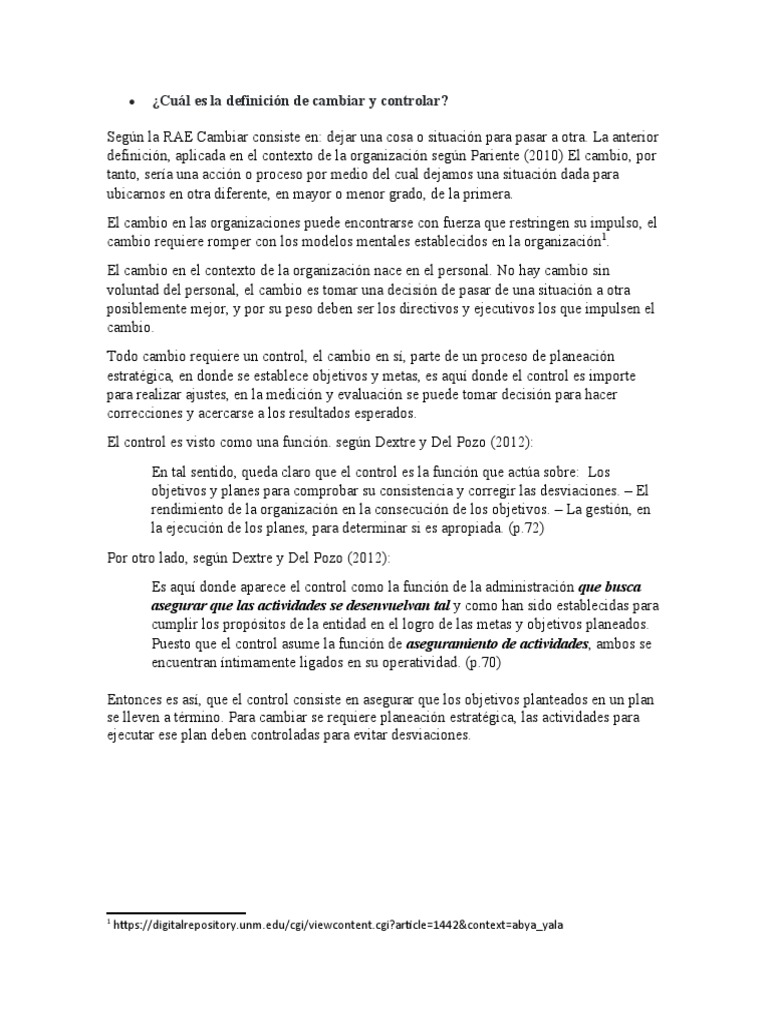 Cuál Es La Definición de Cambiar y Controlar | PDF