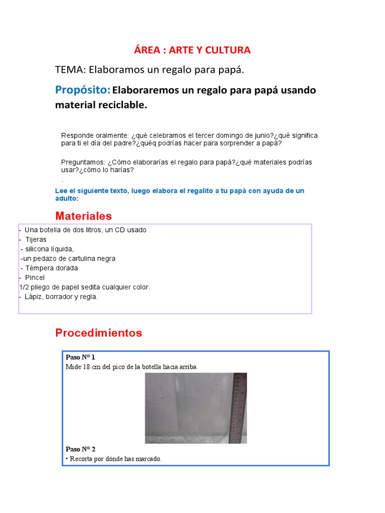 Ficha Elaboramos Una Regalo Para Papa Pdf