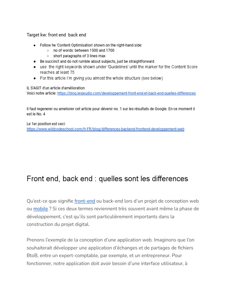 Front-end vs Back-end : Différences Clés | PDF | Génie logiciel ...