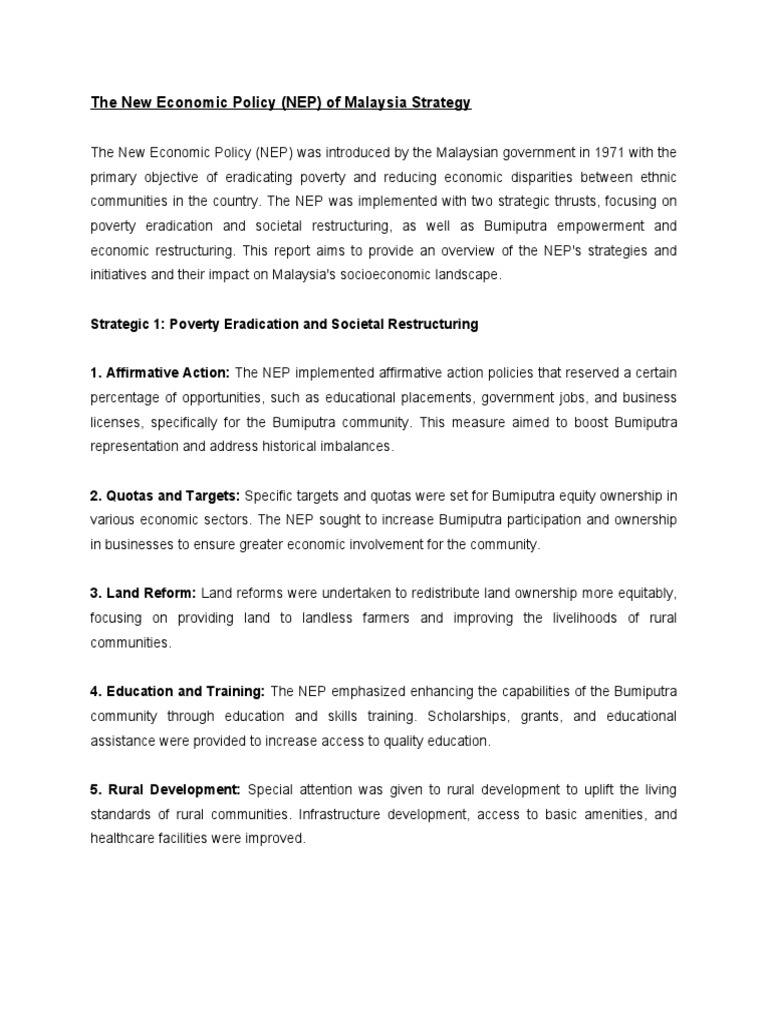 NEP Strategy | PDF | Economies | Social Inequality