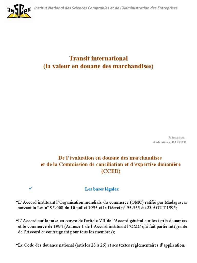 6-2-Inscae Valeur en Douane 2022 | PDF | Tarif | Taxe sur la valeur ajoutée
