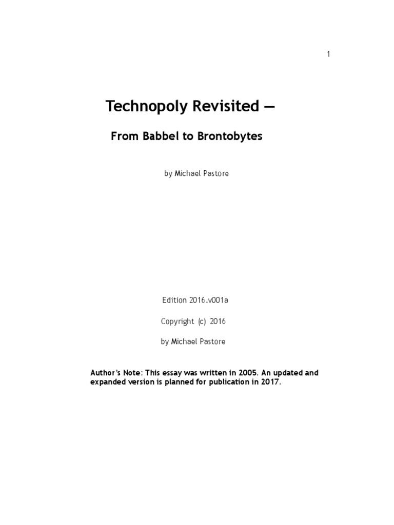 Technopoly Revisited | PDF | Byte | Open Source