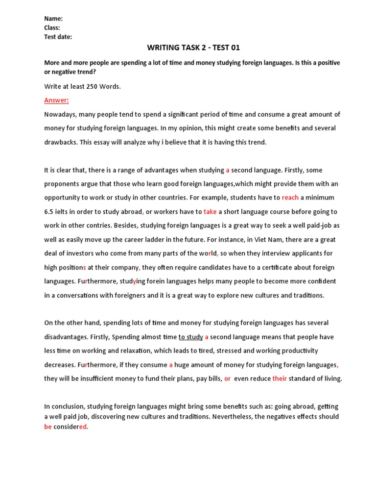 IELTS WRITING TASK 2 Test 01 02 03 | Download Free PDF | Foreign ...