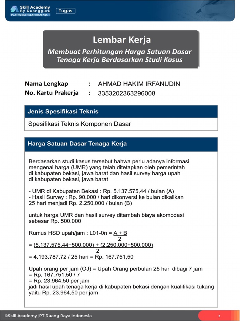 TPM 4 Harga Satuan Dasar Tenaga Kerja - (Ahmad Hakim Irfanudin) Oke | PDF
