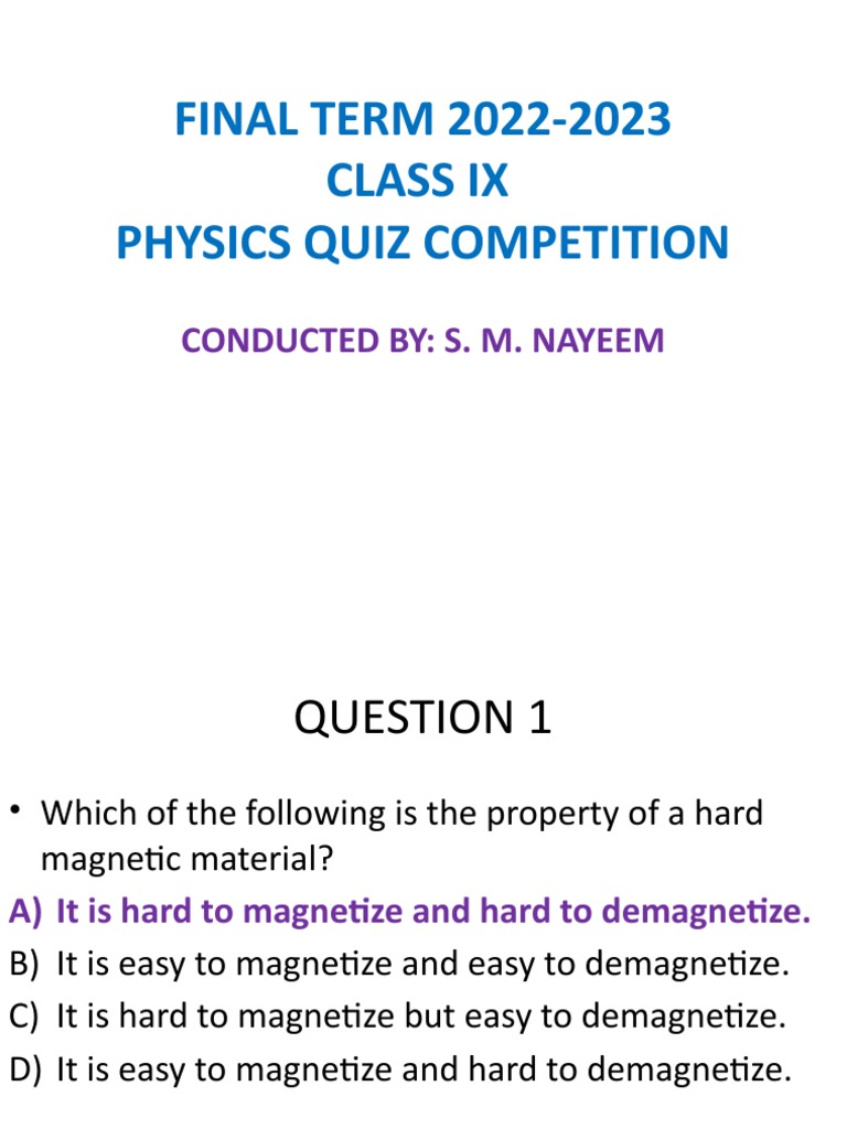 Class Ix Physics Quiz Competition. | PDF | Neutron | Gamma Ray