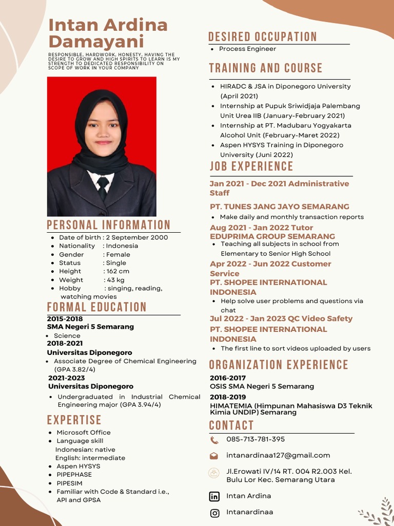 CV - Intan Ardina | PDF | Science