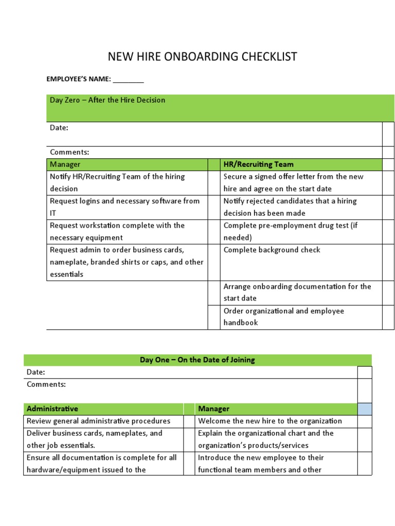 New Hire Onboarding Checklist | PDF | Employment | Background Check
