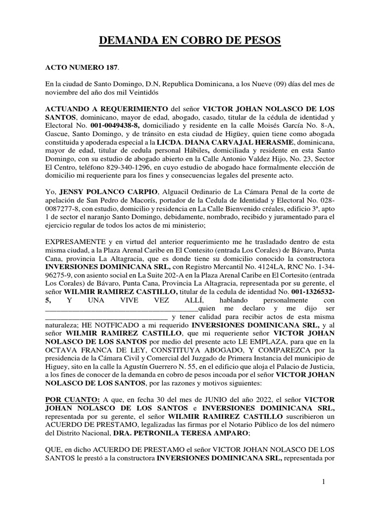 Demanda de Cobro de Préstamo | PDF | Ley común | Justicia