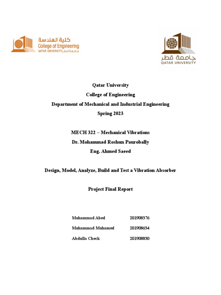 Final Reprot - Vib Project 1 | PDF | Mechanical Engineering | Mechanics