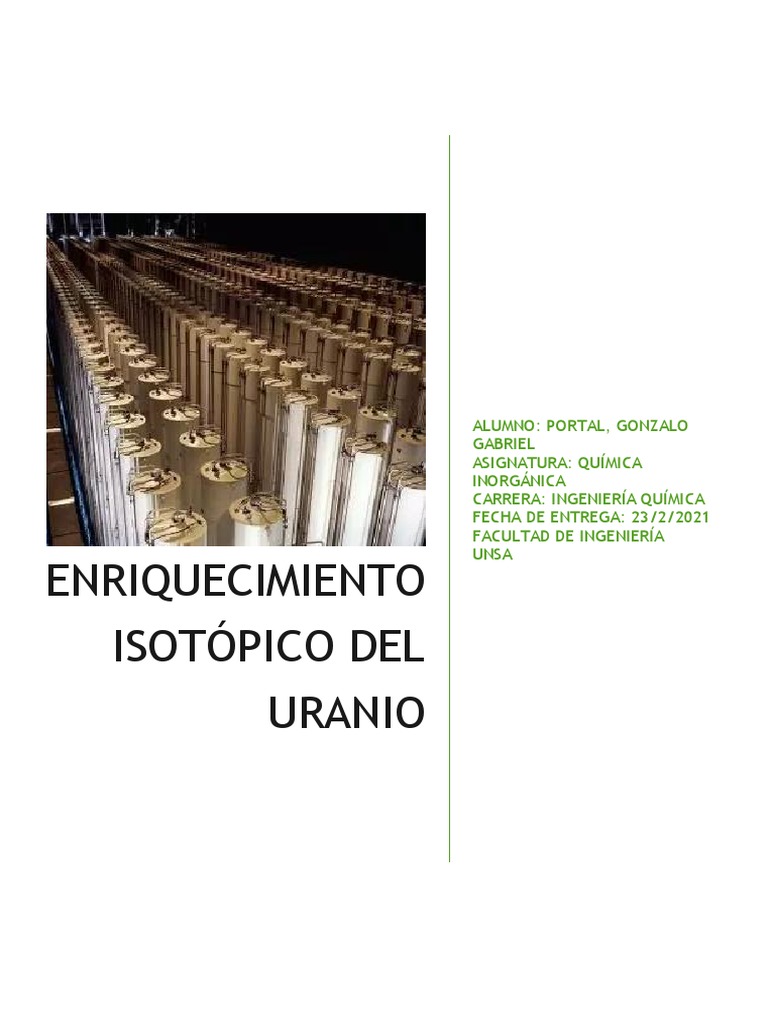 Enriquecimiento Isotópico Del Uranio | PDF | Uranio enriquecido ...