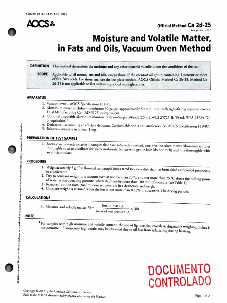 AOCS 2d-25-2017 | PDF | Water | Vacuum