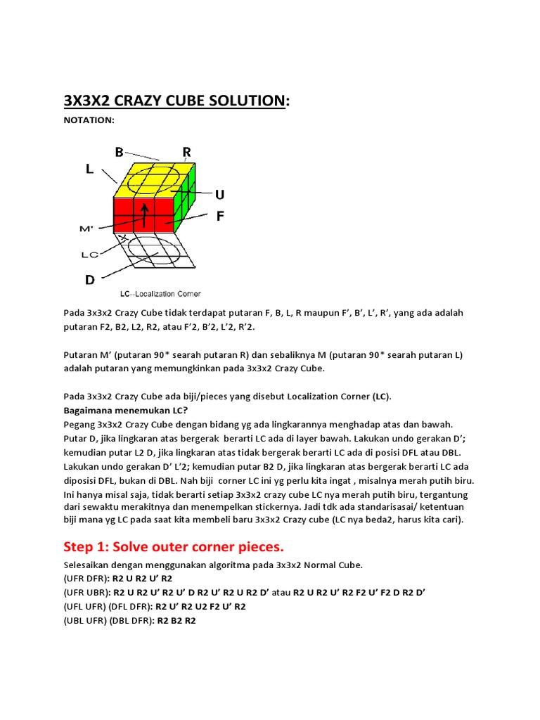 3X3X2 Crazy Cube Solution | PDF