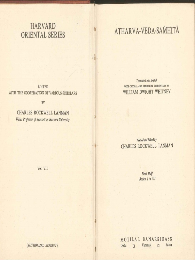 William Dwight Whitney - Atharva Veda Samhita - Volume 1 | PDF