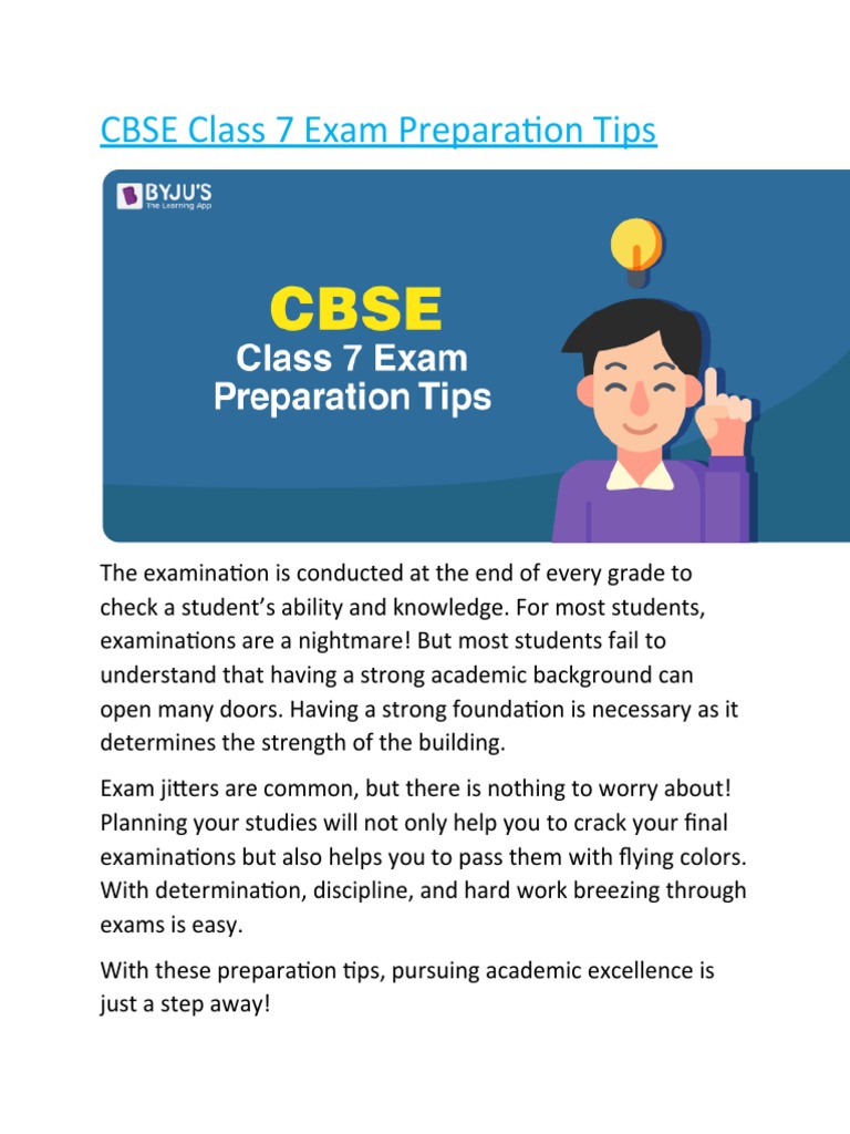 CBSE Class 7 Exam Prep Tips | PDF | Memory | Learning