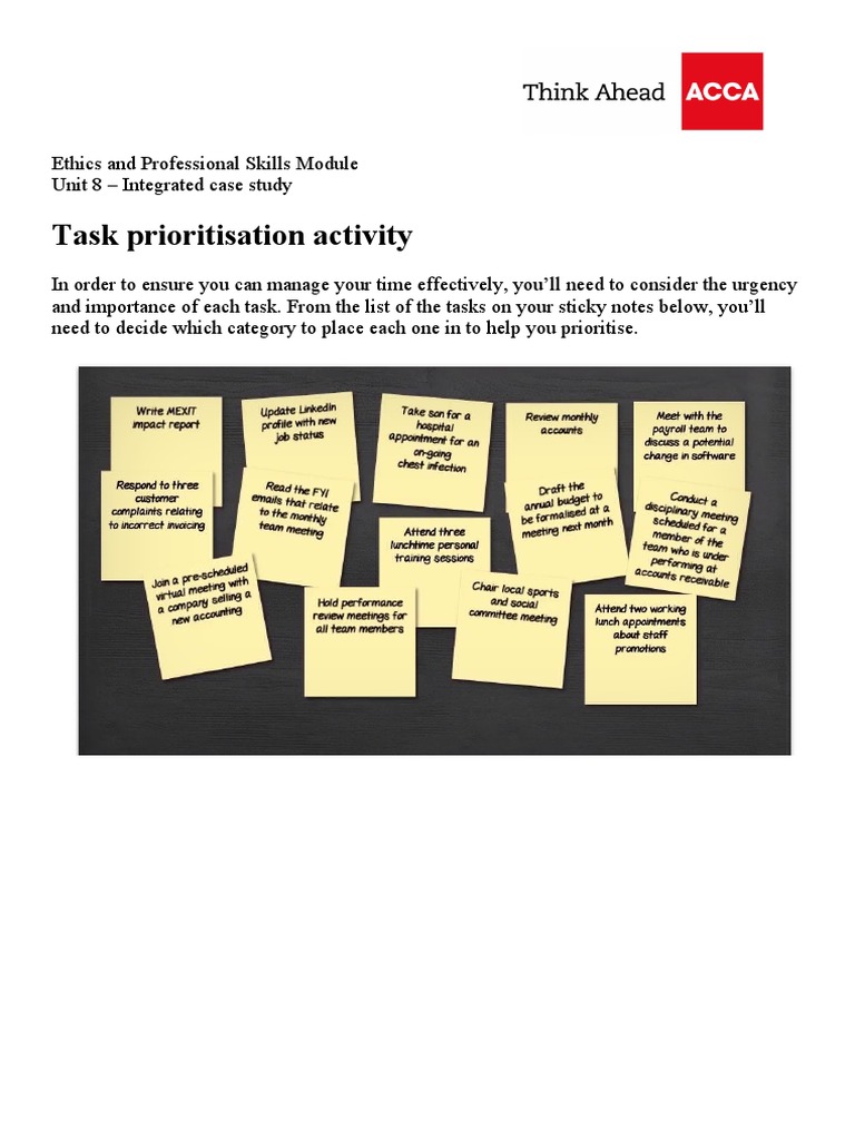 EPSM Unit 8 Prioritisation-Activity | PDF | Business