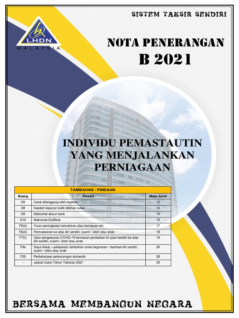 LHDN Nota - Penerangan - B - 2021 - 1 | PDF