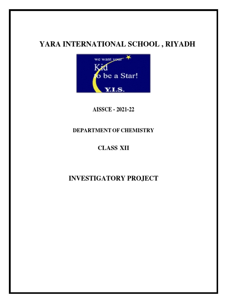 Xii - Che-Project-Format | PDF | Art | Science & Mathematics