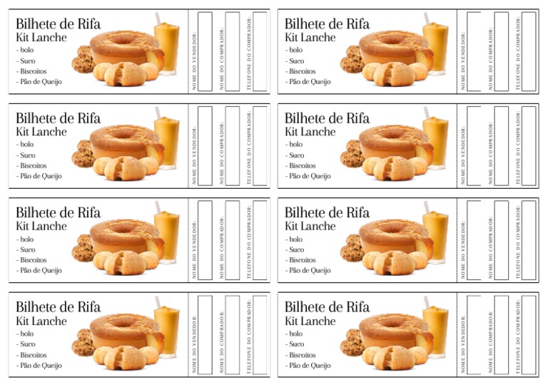 Bilhete de Rifa - Kit Lanche | PDF | Alimentos | Culinária
