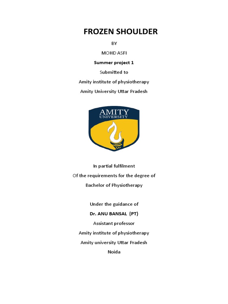 Frozen Shoulder | PDF | Anatomical Terms Of Motion | Limbs (Anatomy)