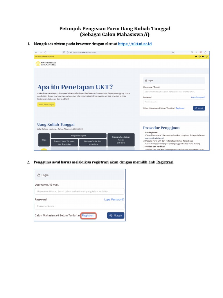 Manual Pengisian Form UKT | PDF