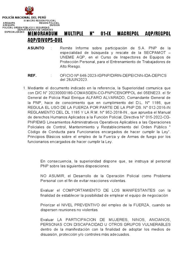 Memorandum Multiple #001 | PDF | Policía | Gobierno