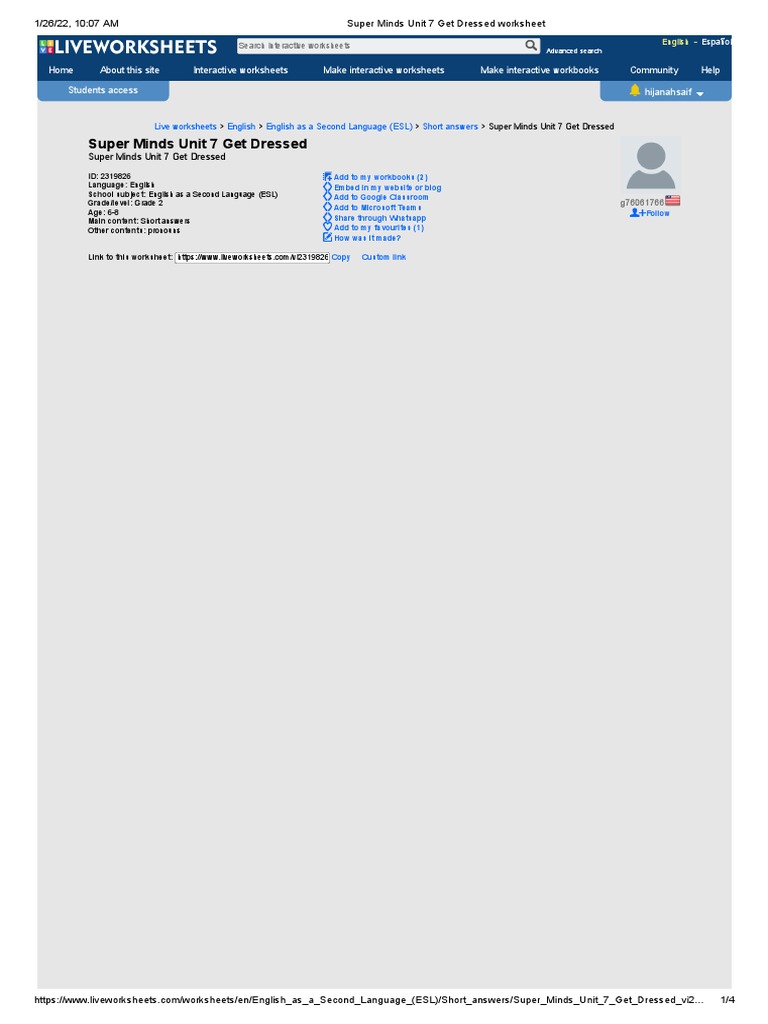 Super Minds Unit 7 Get Dressed Worksheet | PDF | Worksheet | Human ...
