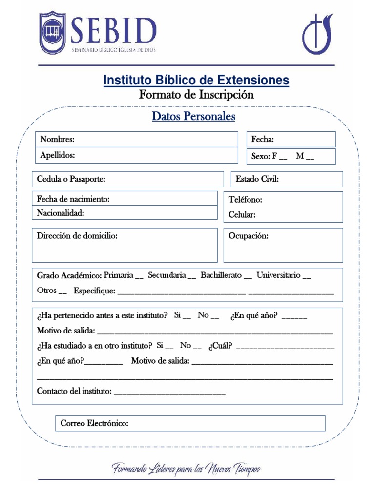 Formato de Inscripcion Sencillo | PDF | Crecimiento personal y profesional