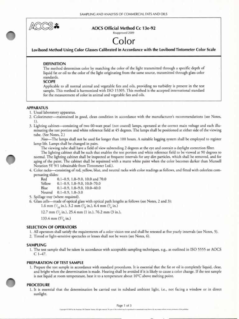 AOCS CC 13e-92 Color | PDF