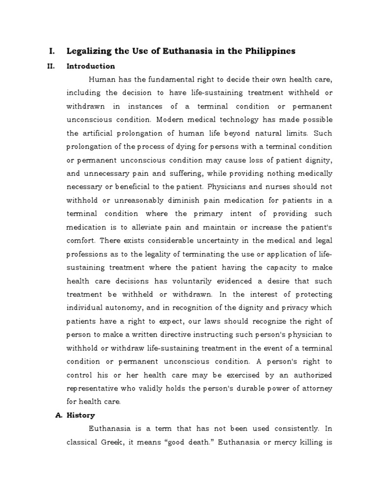 Legalizing The Use of Euthanasia in The Philippines | PDF | Terminal ...