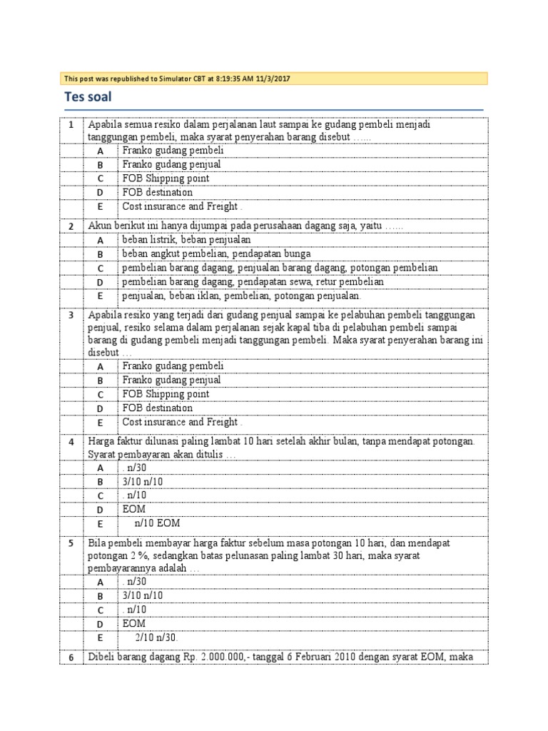 Template Soal Praktik JDM XI AKL | PDF