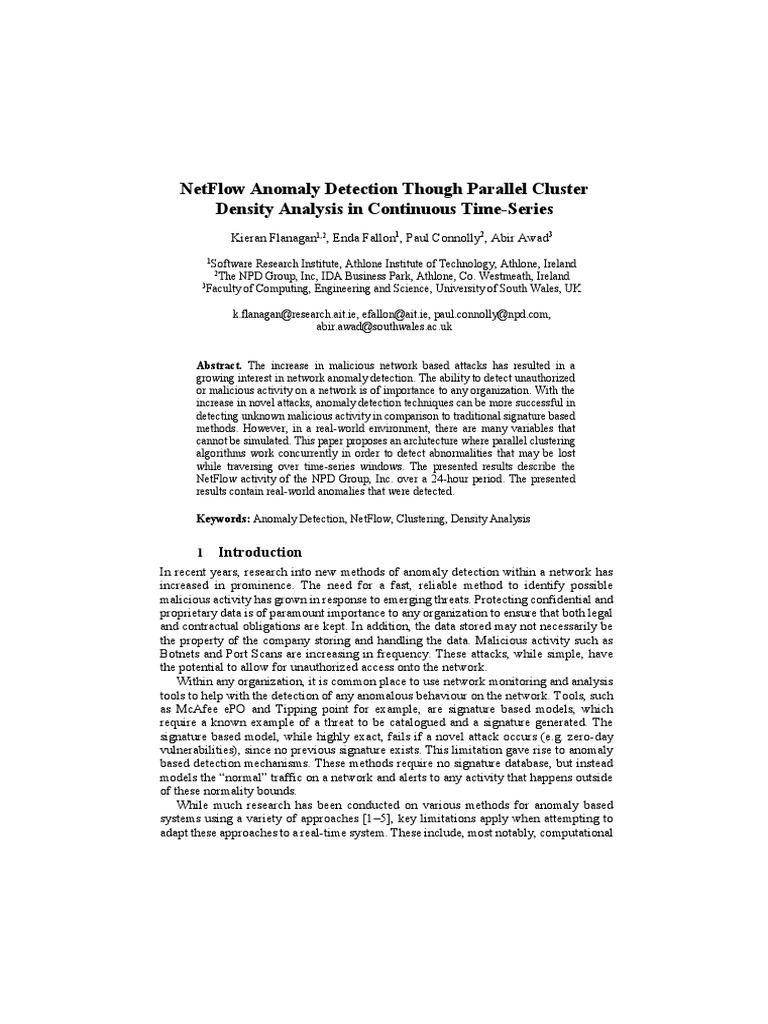 NetFlow Anomaly Detection Through Parallel Cluster Density ... | PDF | Cluster Analysis | Port ...