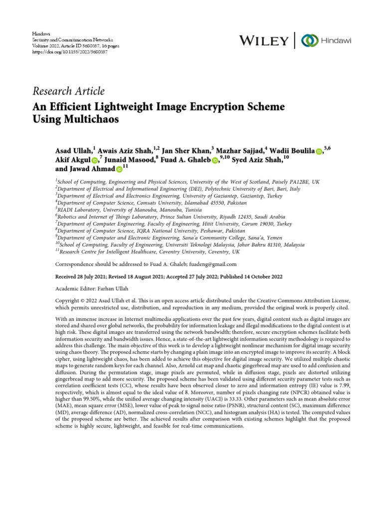 An Efficient Lightweight Image Encryption Scheme Using Multichaos | PDF ... An Efficient Lightweight Image Encryption Scheme Using Multichaos | PDF ...