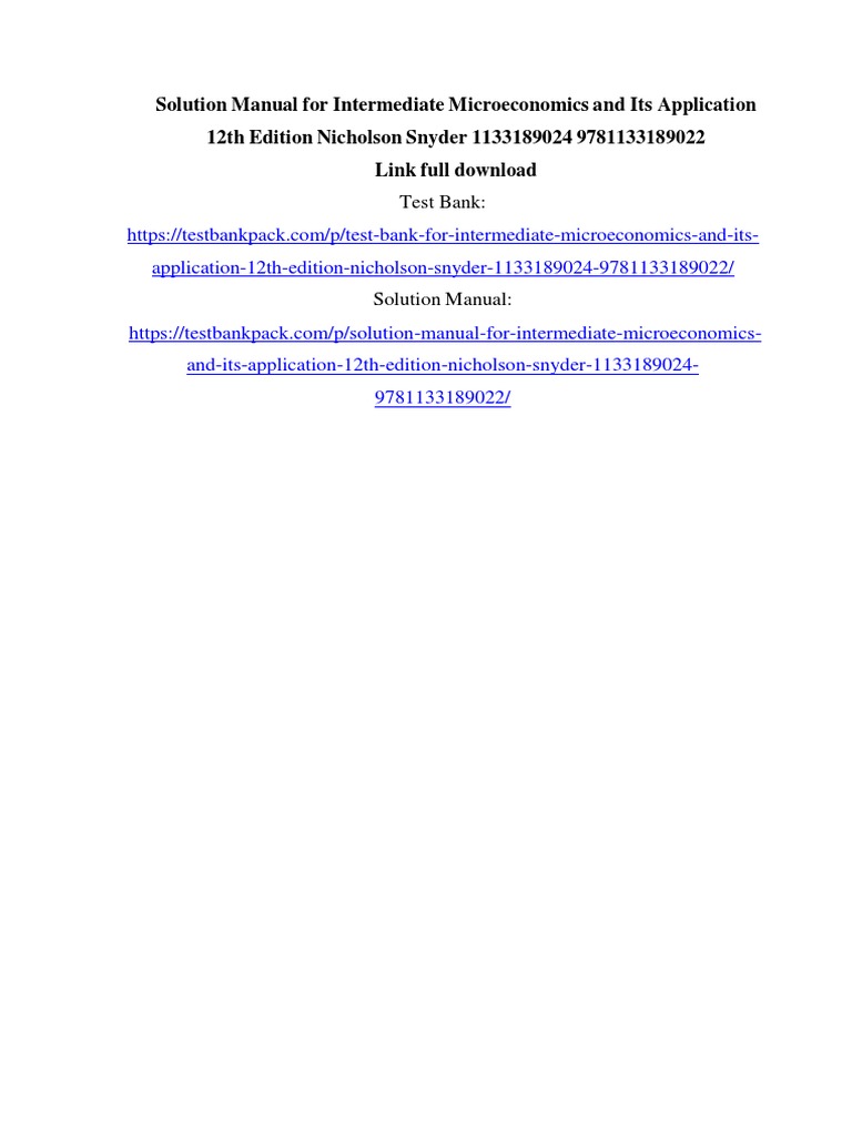 Intermediate Microeconomics And Its Application 12th Edition Nicholson