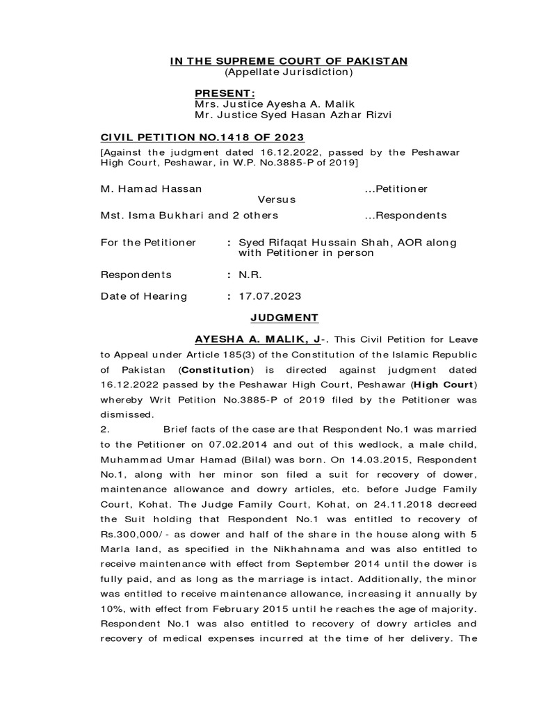 C.P. 1418 2023 | PDF | Appeal | Judgment (Law)