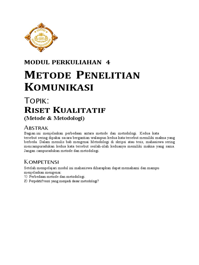 MODUL 4 (Metode Dan Metodologi) | PDF