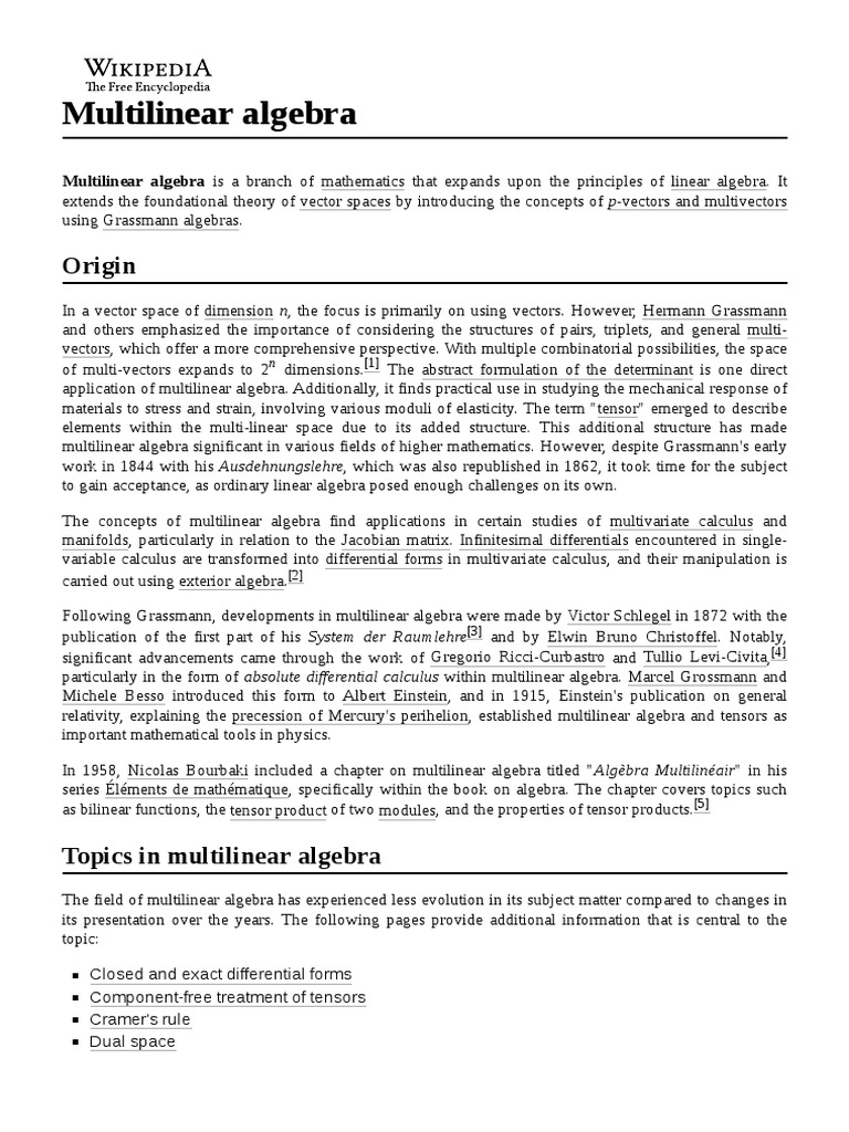 Multilinear Algebra | PDF | Tensor | Algebra