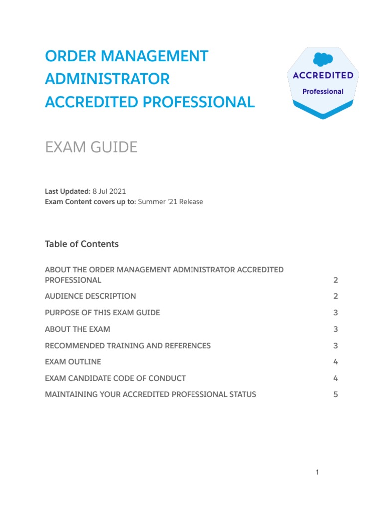 Salesforce Order Management Exam Guide | PDF | Curriculum | Learning