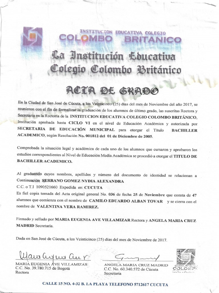 Acta de Grado Ale | PDF