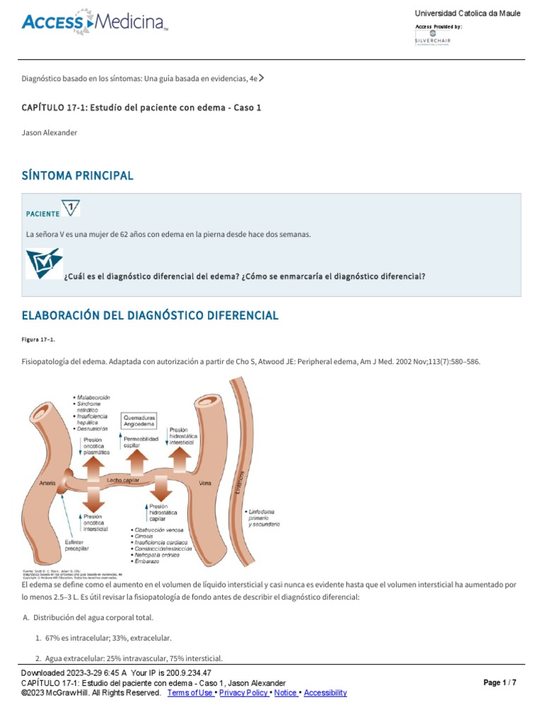 CAPÍTULO 17-1 - Estudio Del Paciente Con Edema - Caso 1 | PDF | Edema ...