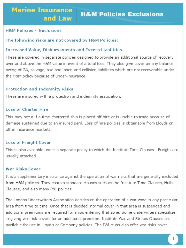 3 3 H&M Policy Exclusions | PDF | Insurance | Risk